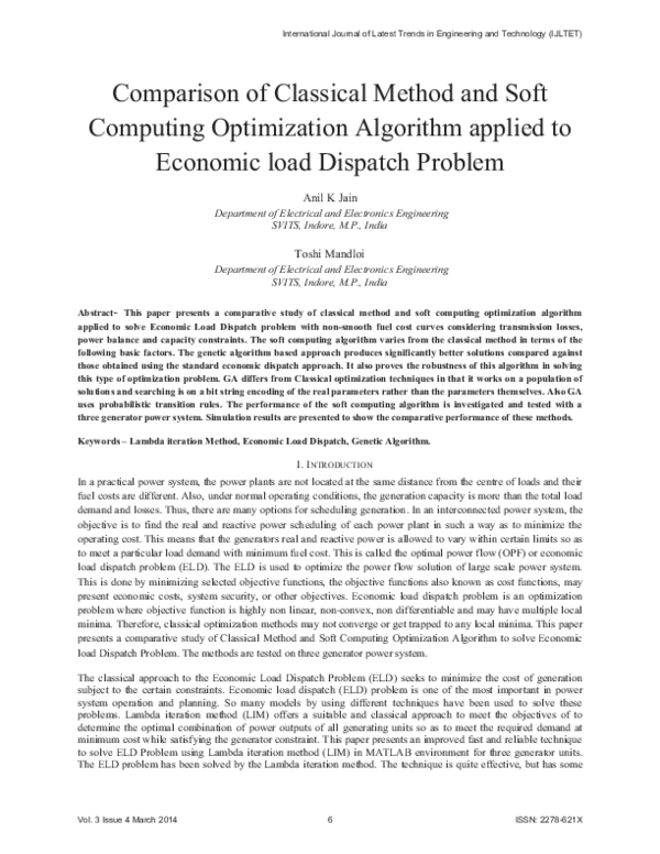 (PDF) Comparison of Classical Method and Soft Computing Optimization Algorithm applied to ...