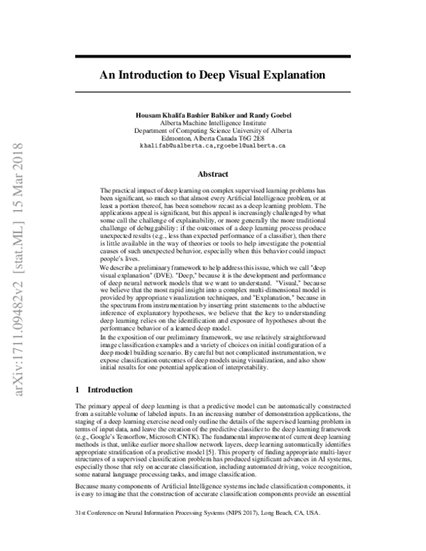 (PDF) An Introduction to Deep Visual Explanation