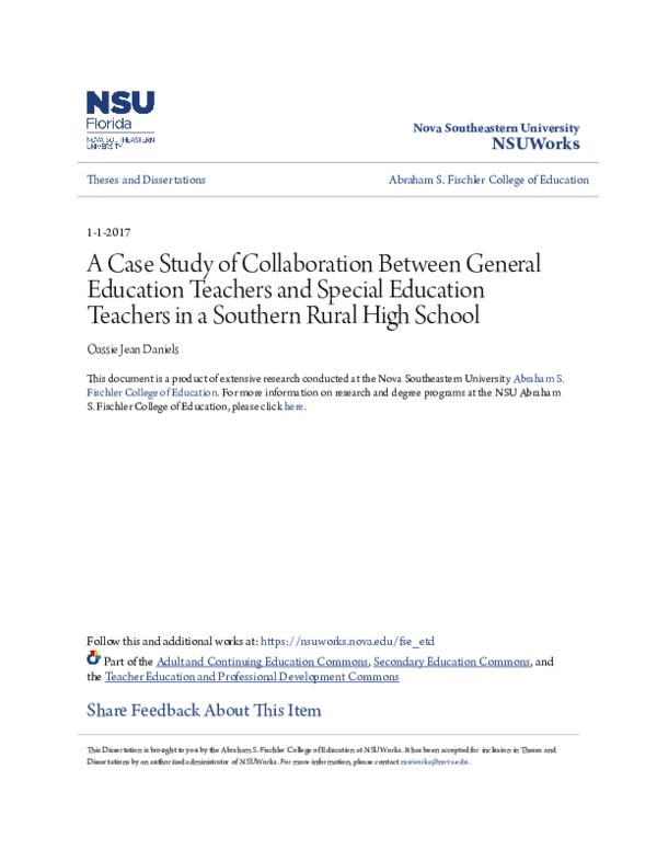 (PDF) A Case Study of Collaboration Between General Education Teachers ...