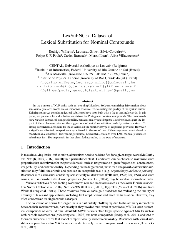 Pdf Lexsubnc A Dataset Of Lexical Substitution For Nominal Compounds