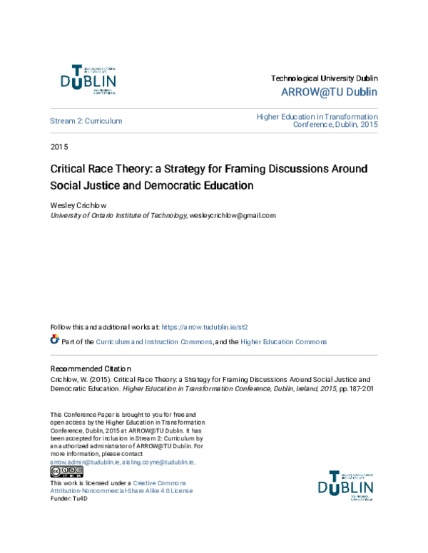 (PDF) Critical Race Theory: A Strategy for framing Discussions around ...