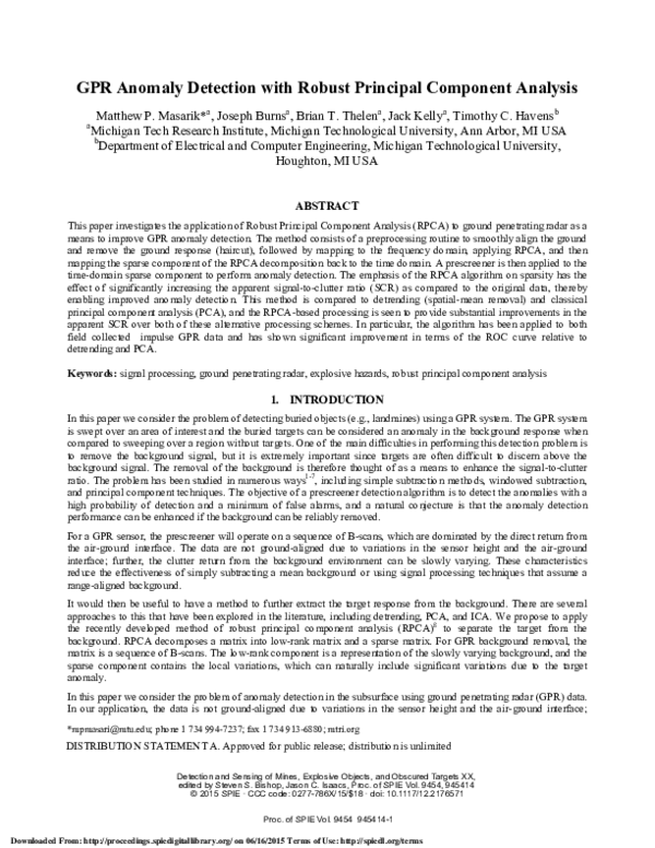 (PDF) GPR anomaly detection with robust principal component analysis