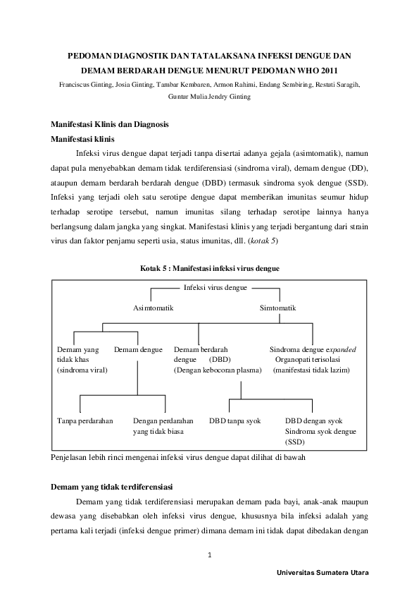 (PDF) Pedoman Diagnostik Dan Tatalaksana Infeksi Dengue Dan Demam Berdarah Dengue Menurut ...