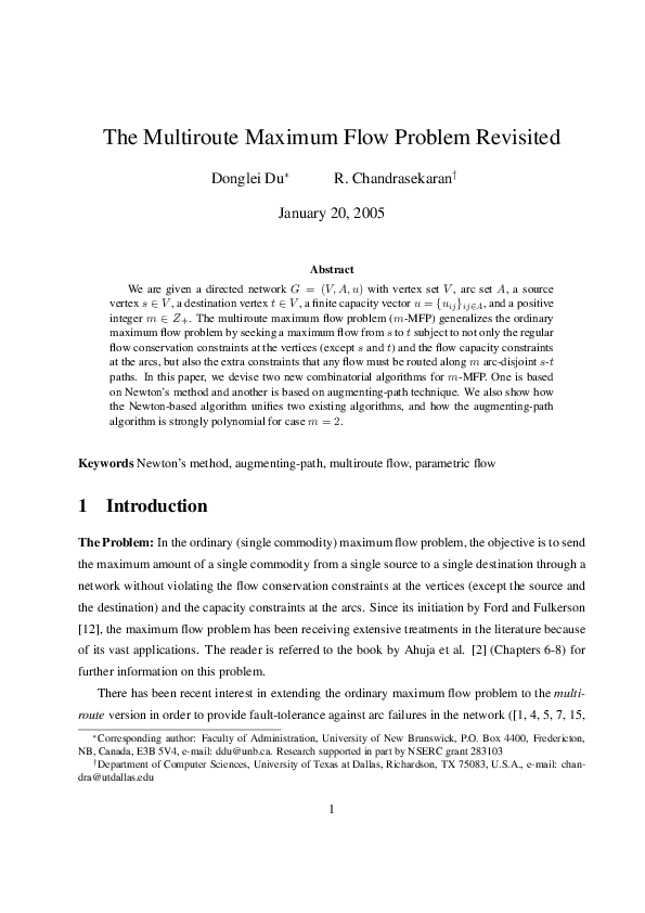(PDF) The multiroute maximum flow problem revisited