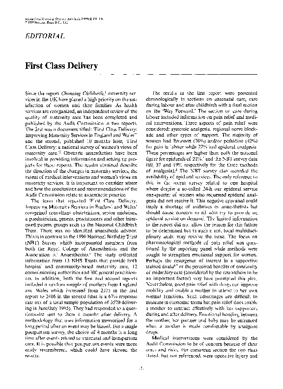 (PDF) First class delivery