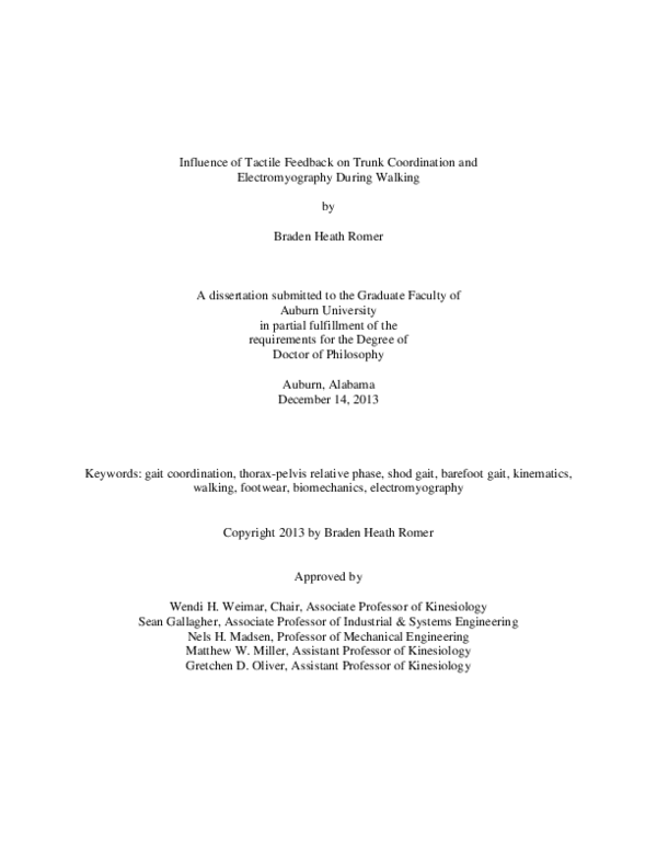 (PDF) Influence of Tactile Feedback on Trunk Coordination and ...