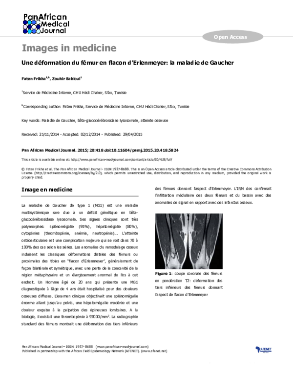 (PDF) Une déformation du fémur en flacon d’Erlenmeyer: la maladie de ...