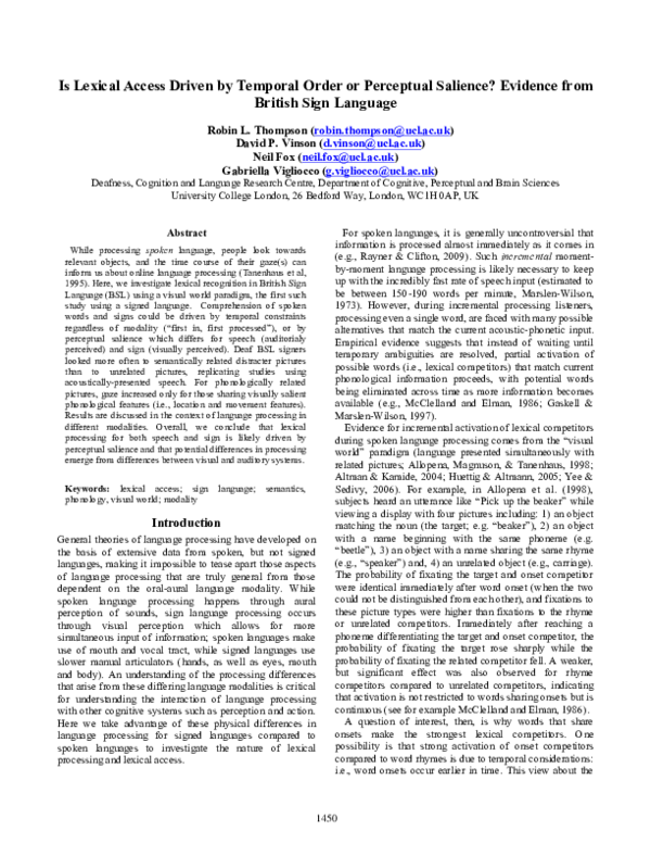 (PDF) Is Lexical Access Driven by Temporal Order or Perceptual Salience? Evidence from British ...