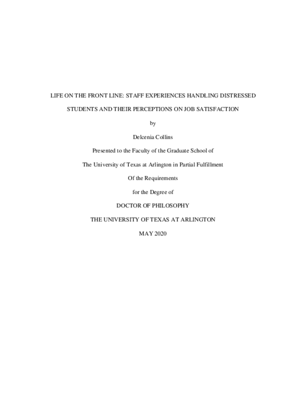 (PDF) Life on the Front Line: Staff Experiences Handling Distressed ...