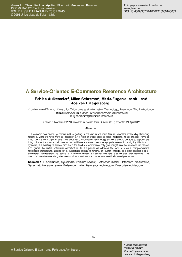 (PDF) A Service-Oriented E-Commerce Reference Architecture