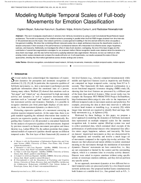 (PDF) Modeling Multiple Temporal Scales of Full-body Movements for Emotion Classification