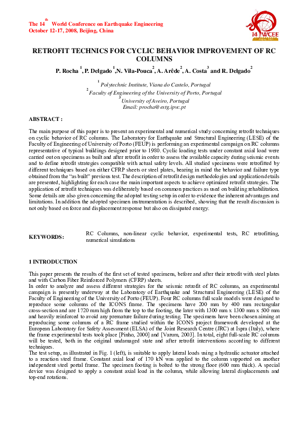 (PDF) Retrofit Technics for Cyclic Behavior Improvement of RC Columns