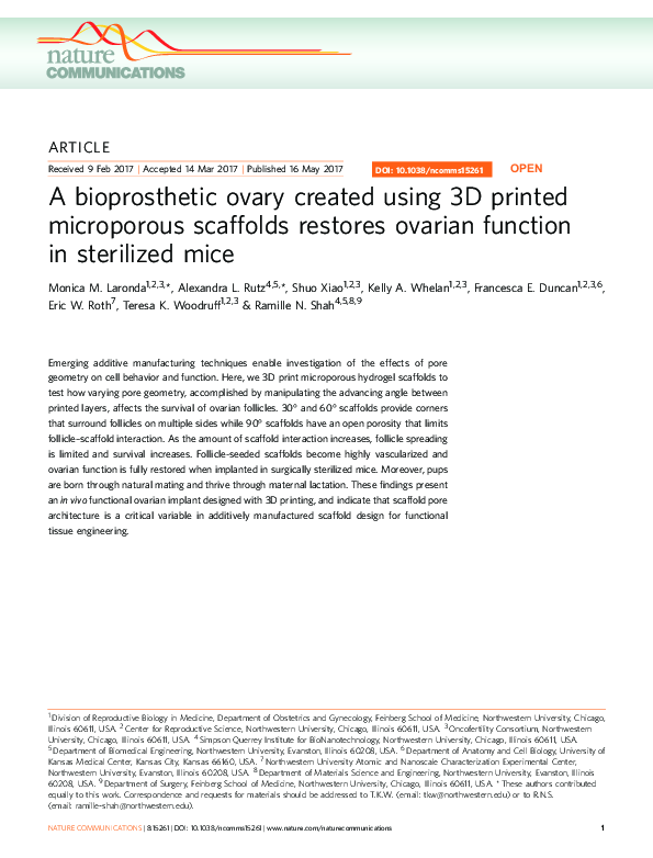 (PDF) A bioprosthetic ovary created using 3D printed microporous ...