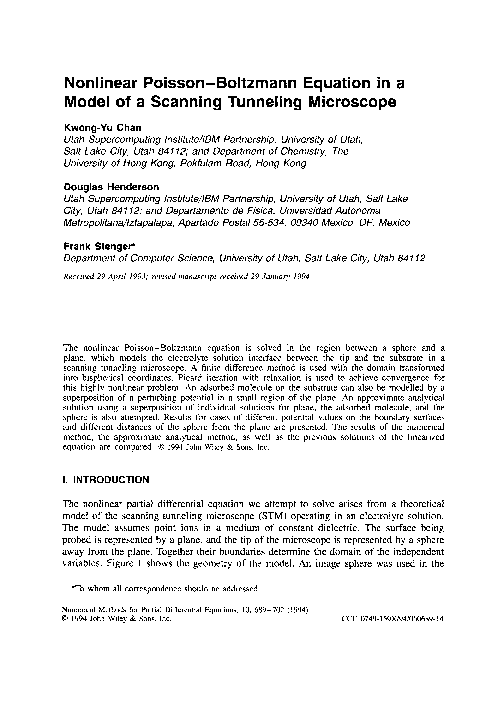 (PDF) Nonlinear Poisson-Boltzmann equation in a model of a scanning ...