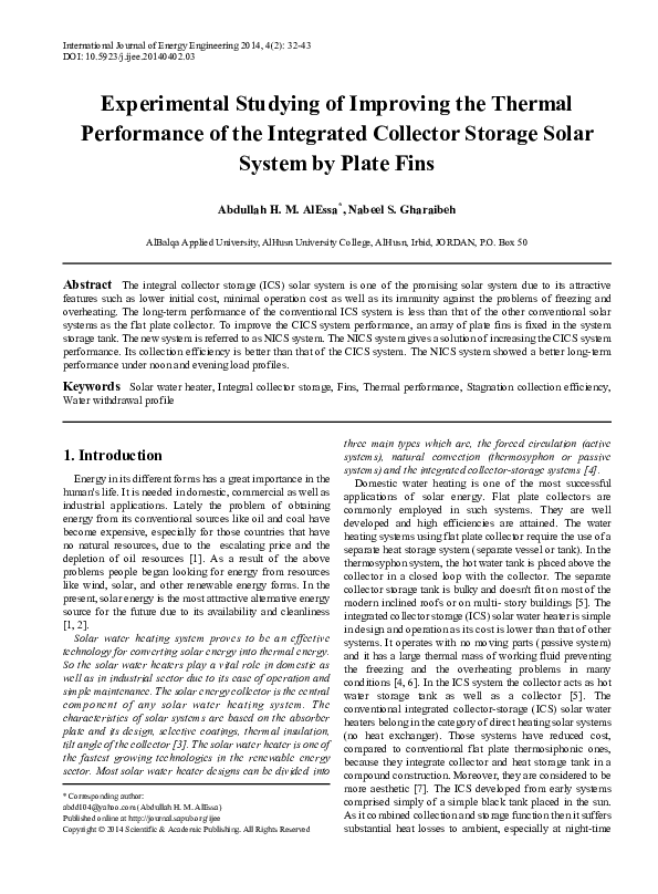 (PDF) Experimental Studying of Improving the Thermal Performance of the ...