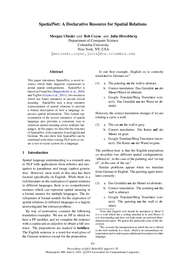 (PDF) SpatialNet: A Declarative Resource for Spatial Relations | Morgan ...
