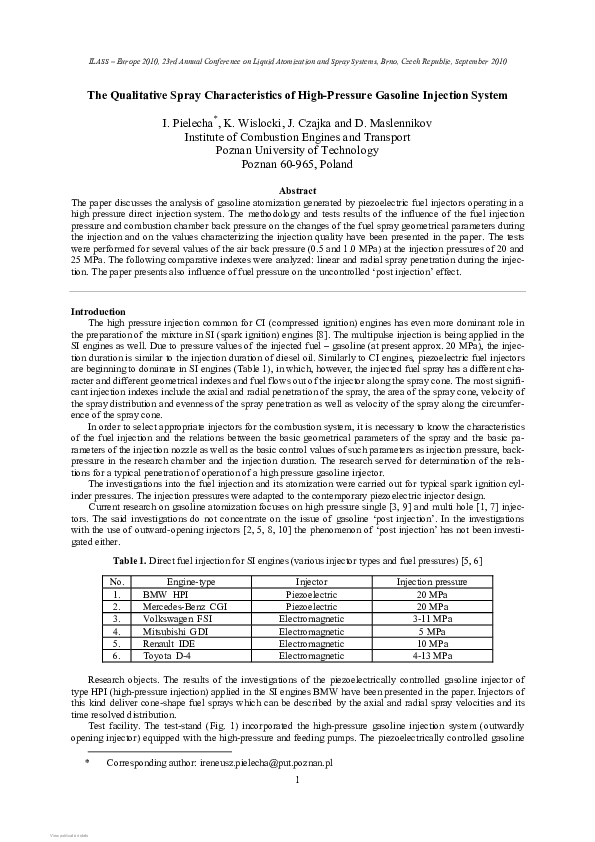 (PDF) The qualitative spray characteristics of high-pressure gasoline ...