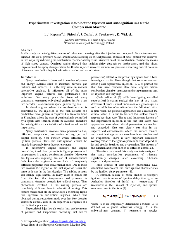 (PDF) Experimental Investigation into n-hexane Injection and Auto ...