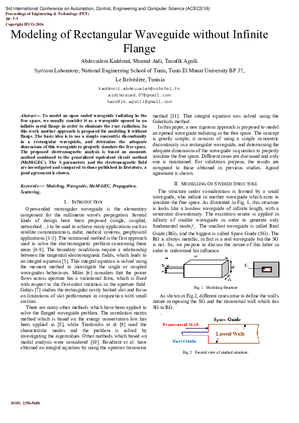 Pdf Modeling Of Rectangular Waveguide Without Infinite Flange
