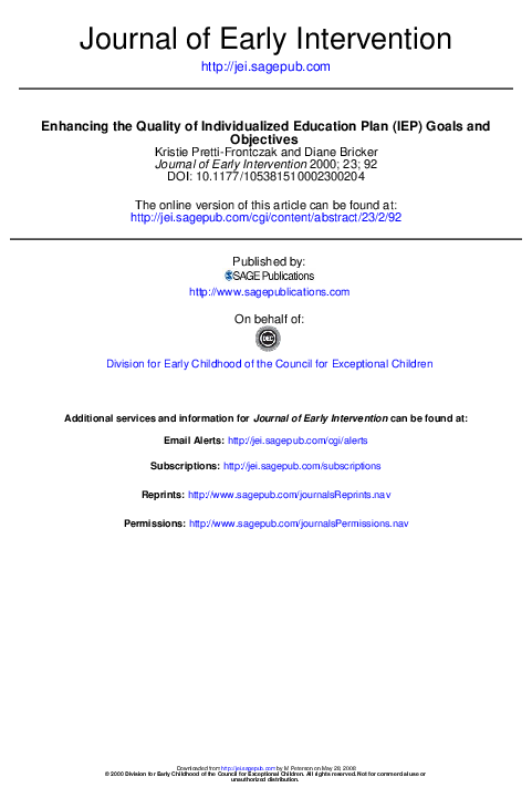 (PDF) Enhancing the Quality of Individualized Education Plan (IEP ...