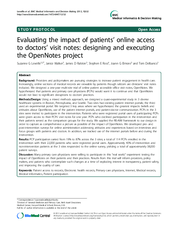 (PDF) Evaluating the impact of patients' online access to doctors ...