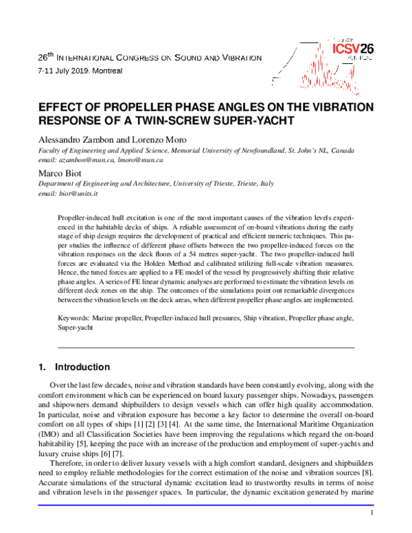 (PDF) Effect of Propeller Phase Angles on the Vibration Response of a ...