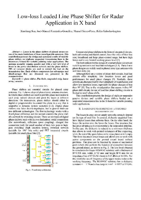 (PDF) Low-loss Loaded Line Phase Shifter for Radar Application in X band