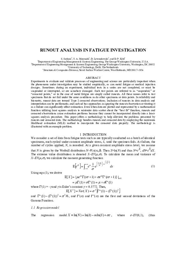(PDF) Runout analysis in fatigue investigation