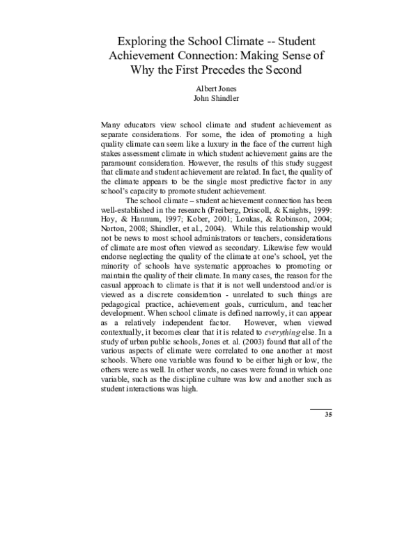 (PDF) Exploring the School Climate--Student Achievement Connection ...