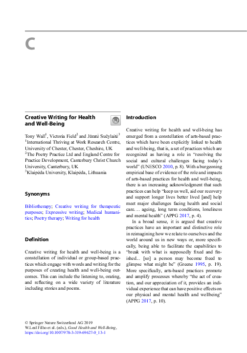 (PDF) Creative writing for health and wellbeing