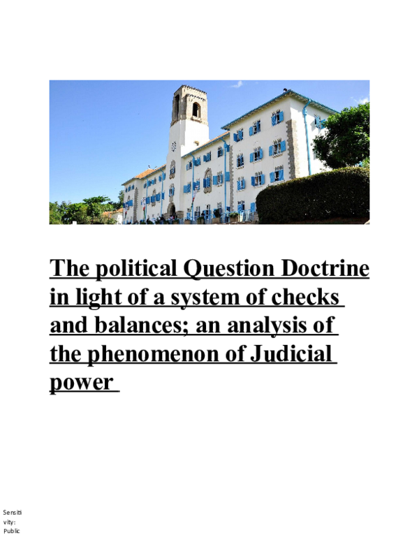 (DOC) The political Question Doctrine in light of a system of checks ...