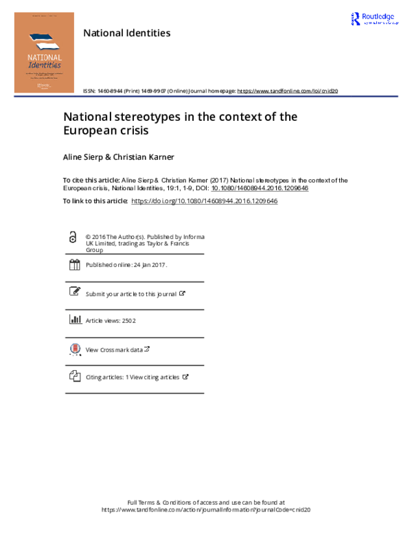 (PDF) National stereotypes in the context of the European crisis