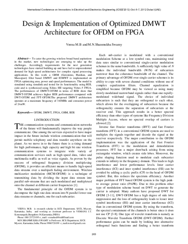 (PDF) Design & Implementation of Optimized DMWT Architecture for OFDM ...