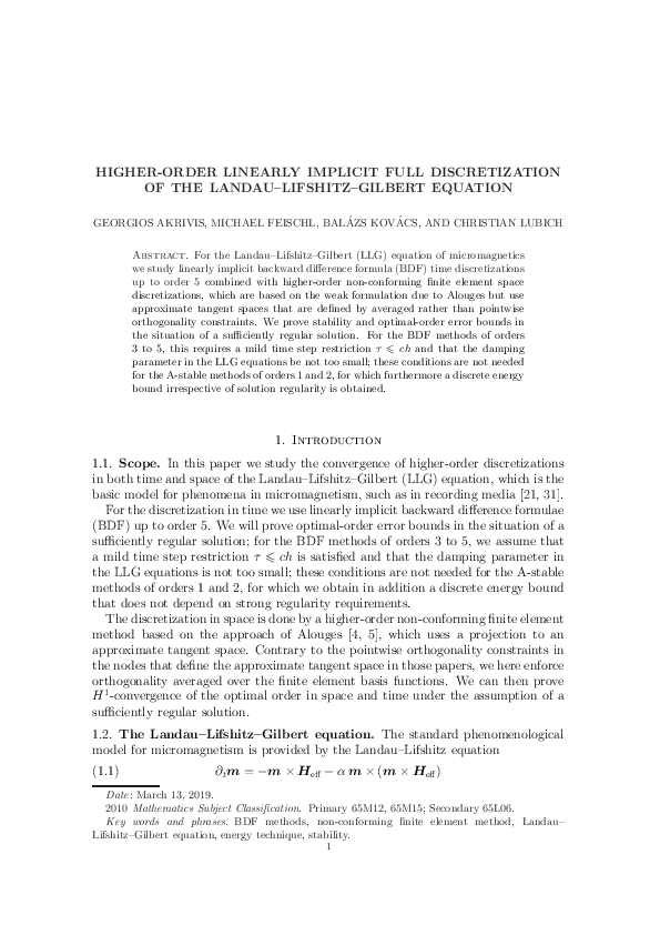 (PDF) Higher-order linearly implicit full discretization of the Landau ...