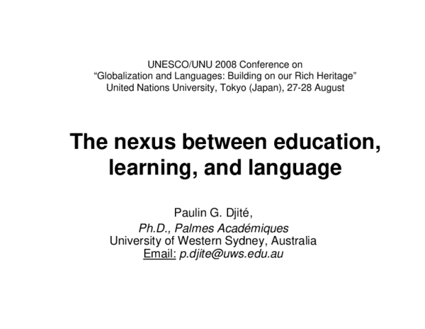 (PDF) The nexus between education, learning, and language
