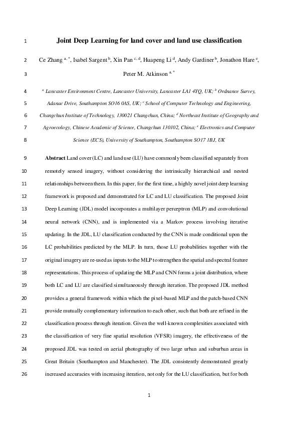 (PDF) Joint Deep Learning for land cover and land use classification ...