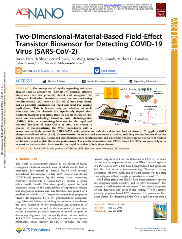 (PDF) Two-Dimensional-Material-Based Field-Effect Transistor Biosensor for Detecting COVID-19 ...