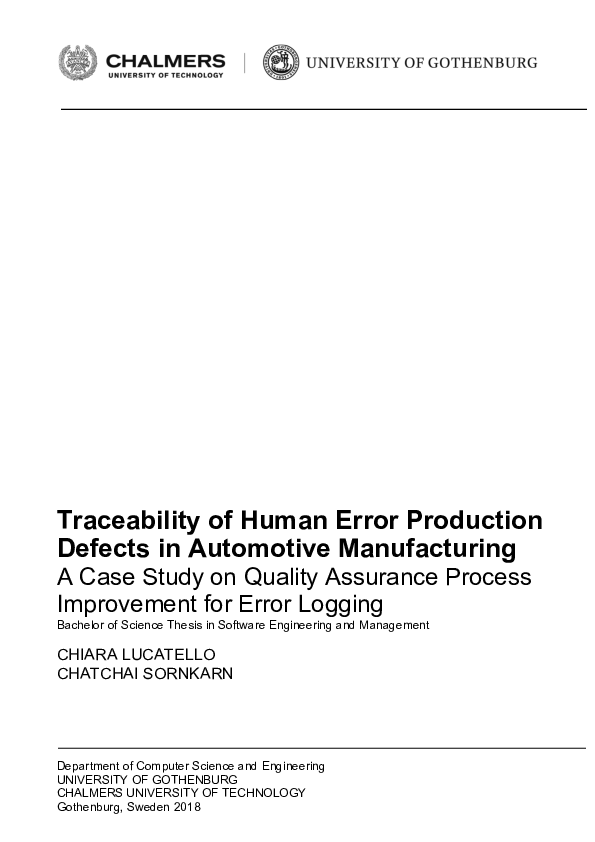 (PDF) Traceability of Human Error Production Defects in Automotive ...