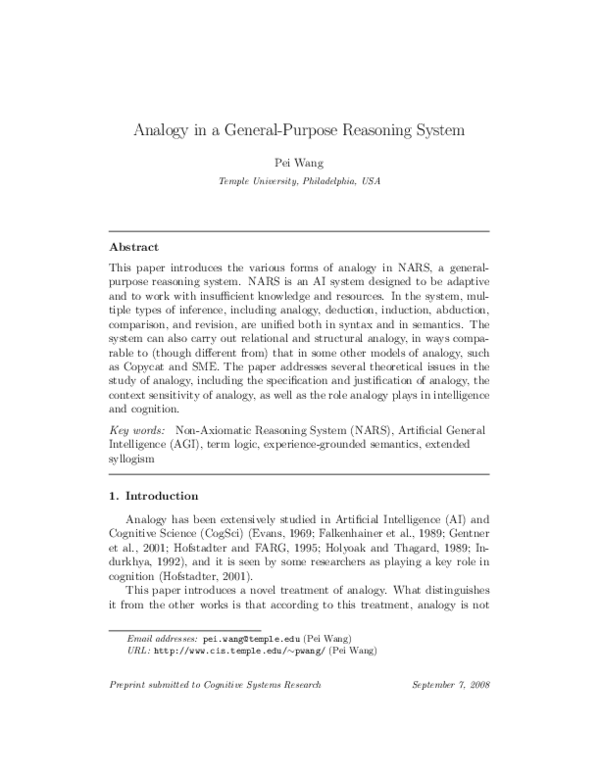 (PDF) Analogy in a general-purpose reasoning system