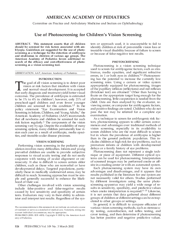(PDF) Photoscreening for Detecting Amblyopia in Children