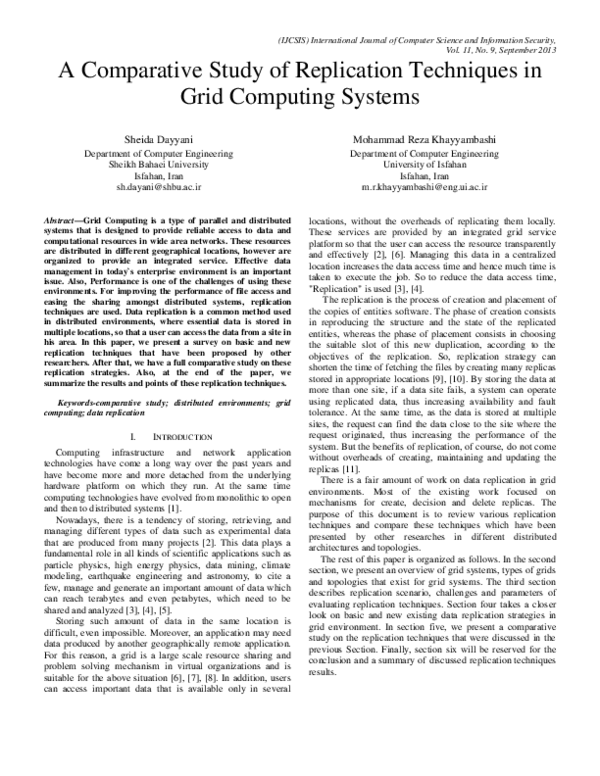 (PDF) A Comparative Study of Replication Techniques in Grid Computing ...