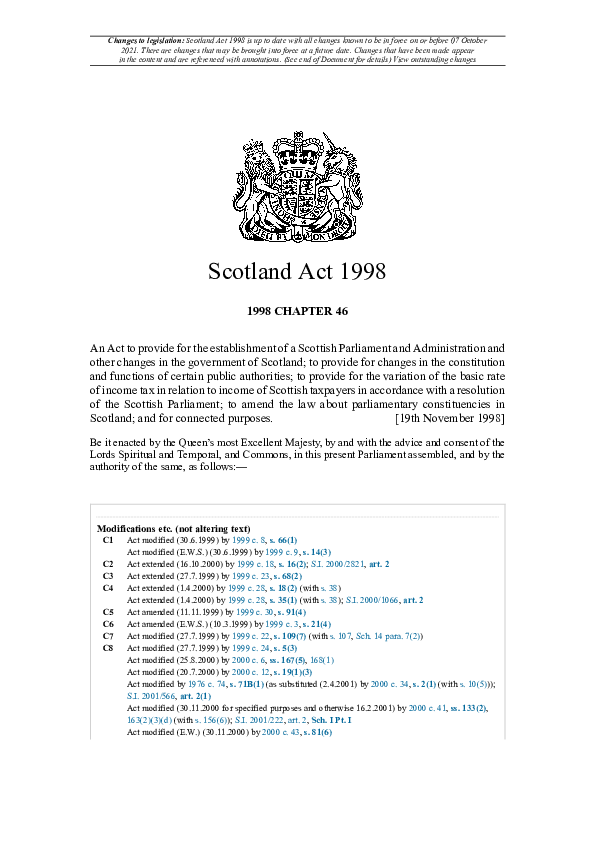 (PDF) The Scotland Act 1998