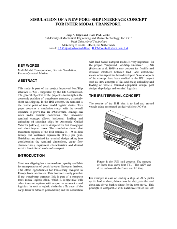 (PDF) Simulation of a New Port-Ship Interface Concept for Inter Modal ...
