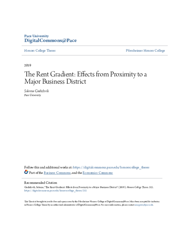 (PDF) The Rent Gradient: Effects from Proximity to a Major Business ...