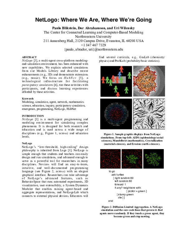 (PDF) NetLogo: Where we are, where we’re going