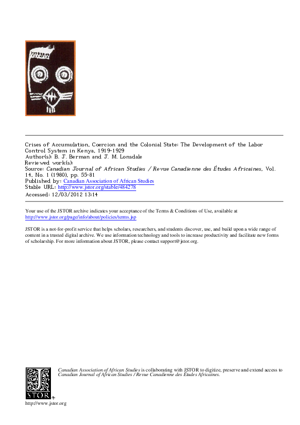 (PDF) Crises of Accumulation, Coercion and the Colonial State: The ...