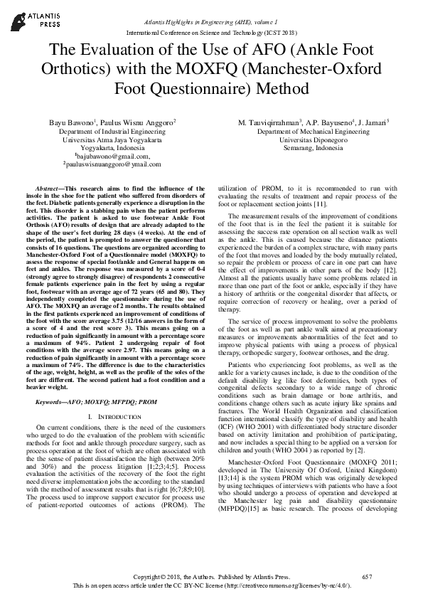 (PDF) The Evaluation of the Use of AFO (Ankle Foot Orthotics) with the ...