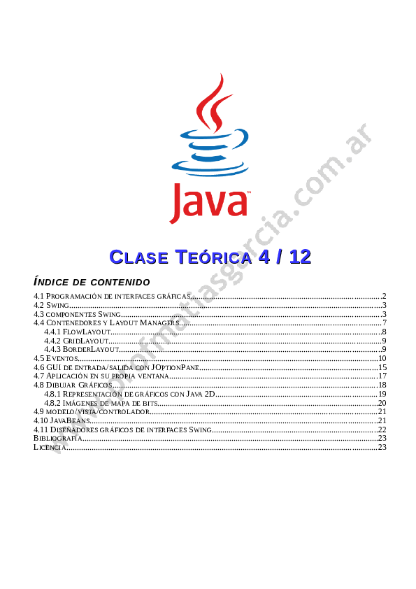 (PDF) JAVA CLASE TEÓRICA 4 - Interfaces Gráficas en JAVA