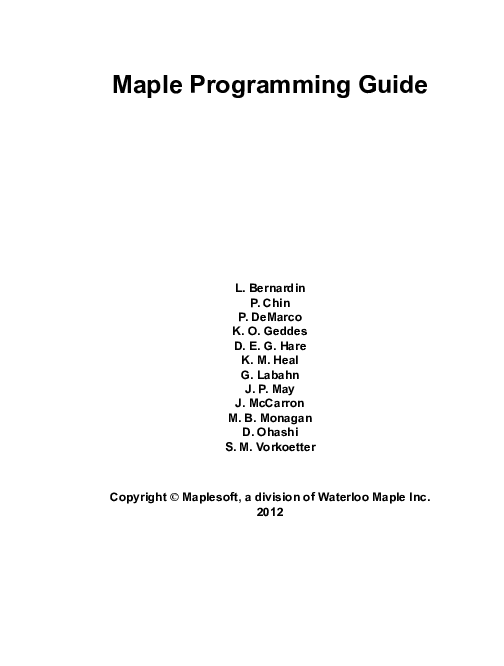 (PDF) The Maple Programming Guide