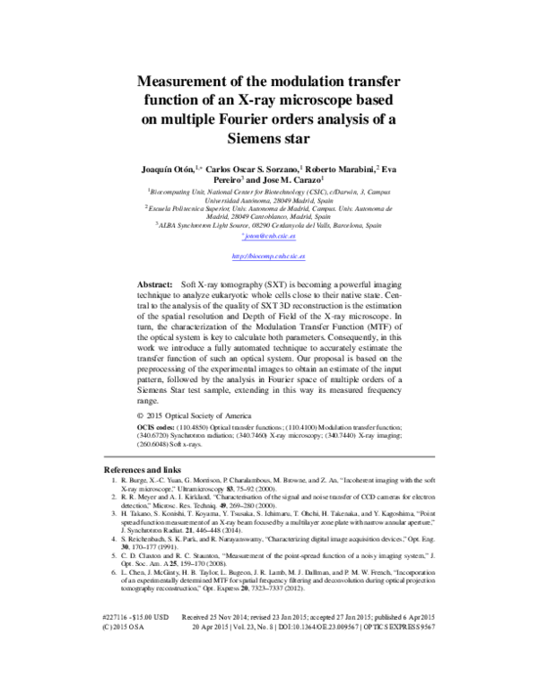 (PDF) Measurement of the modulation transfer function of digital X-ray detectors with an opaque ...
